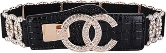 IDSIGN Women's Rhinestone Stretch Dress Belt Shiny Diamond Crystal ...