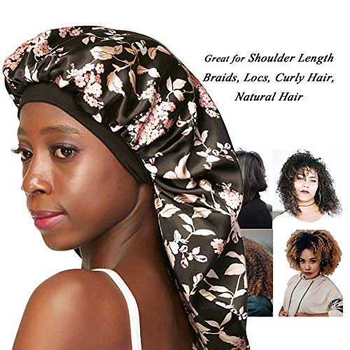 Awefeel Double-Layer Satin Sleep Cap for Long Hair, Braids, Dreadlocks ...