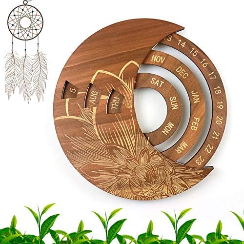 Hosoncovy Wooden Perpetual Calendar Wall Mounted Decorative Calendar ...
