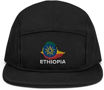 Ethiopia Hat (Embroidered) Ethiopian Flag East African 5 Panel Camper ...