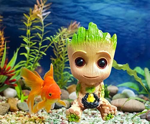Mistletoe War Pot Baby Groot Wooden Look Tree for Aquarium & Fish Tank ...