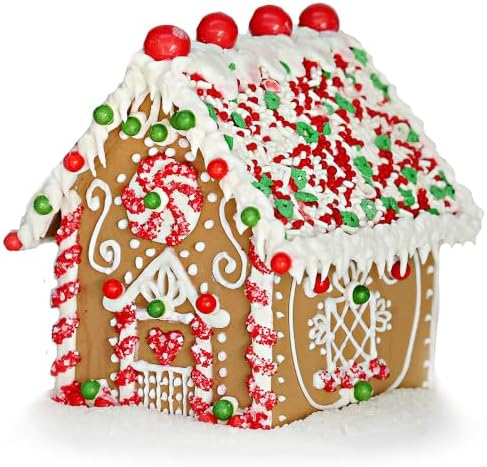 Amazon.com : Red and Green Mini Gingerbread House, Holiday Decorating ...