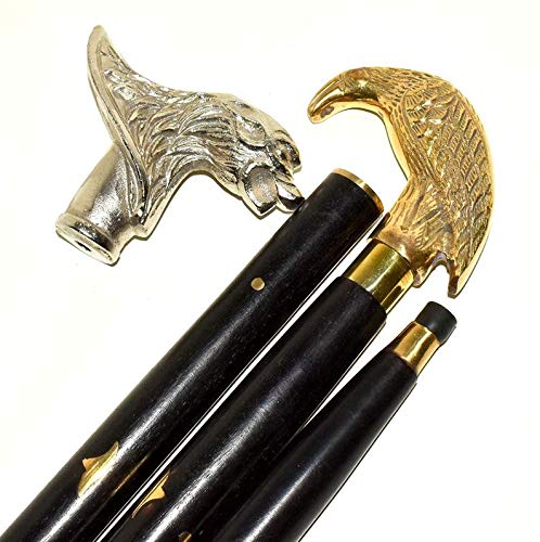Buy Antique Style Carved Wood Pool Cue Walking Stick Cane Brass Online ...