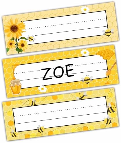 Amazon.com: Desk Name Tag Classroom, Honey Sunflowers Name Plate for ...