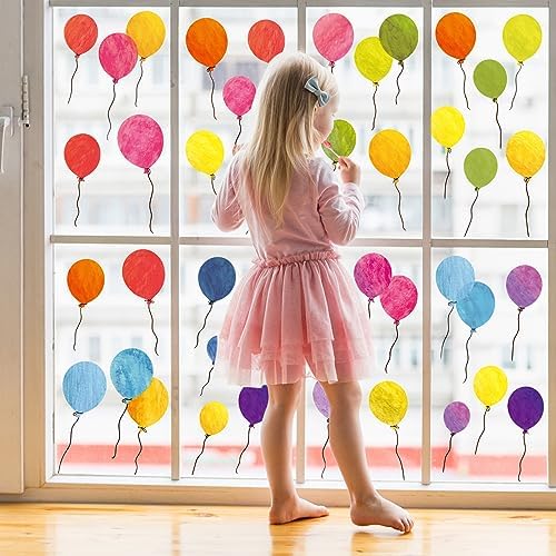 Amazon.com: AnyDesign 9 Sheet Colorful Balloons Window Clings Stickers ...