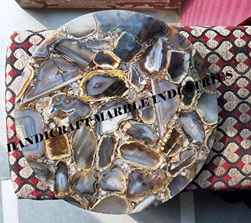 Green Agate Table Top 15″ Inch Round Coffee Table, Counter Top Green ...