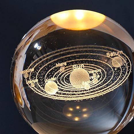 Buy 3D Solar System Crystal Ball Night Light, LED Illuminated Glass ...