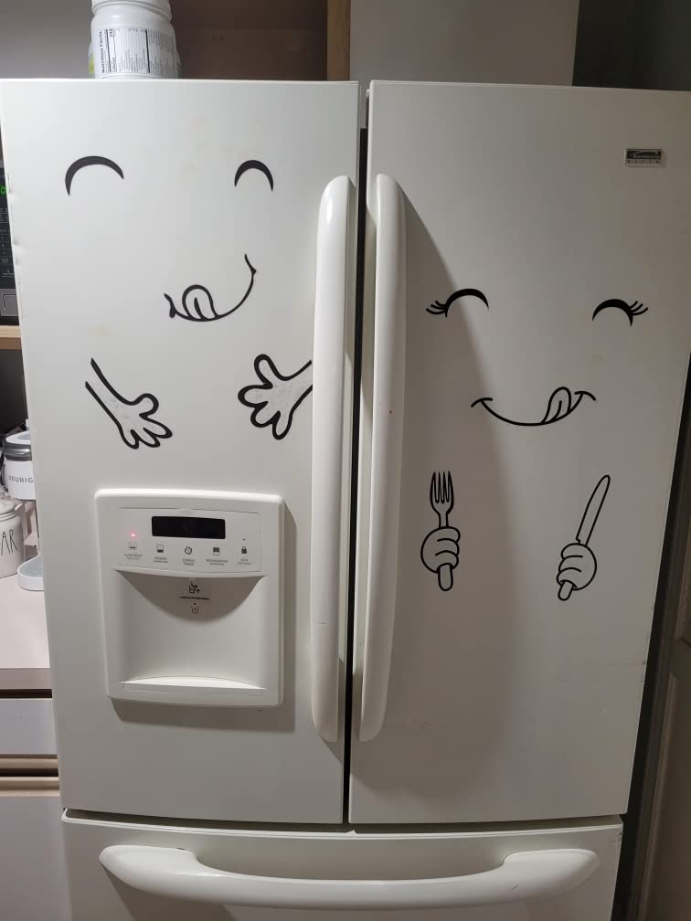 Amazon.com: AUEAR 2 pc Cute Sticker Fridge Happy Delicious Face Kitchen ...