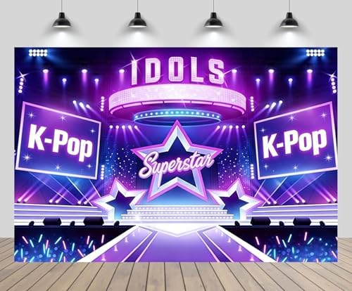 Amazon.com : CHNYWORK 7x5ft K-pop Stage Backdrop Superstar Idols Neon ...