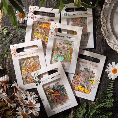 Amazon.com: 6 Packs Gold Foil Plant Flower Stickers,Belebee 240 Pcs ...