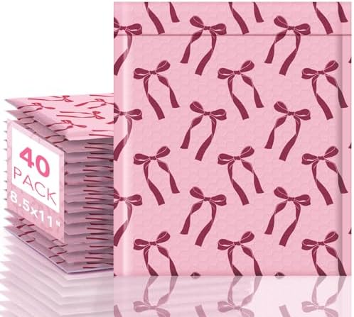 Amazon.com : Fuxury Bubble Mailers 8.5x12" 40 Pack Cute Pink Bow Padded ...