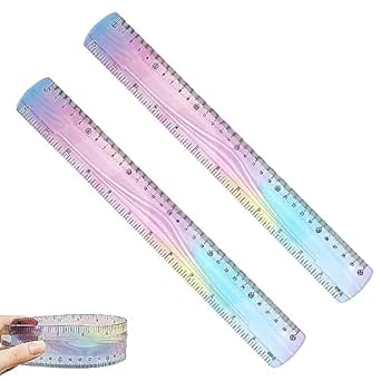 2Pcs Flexible Rulers Plastic Ruler Straight Edge Ruler Shatter ...