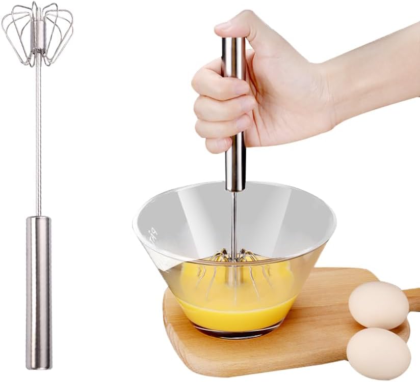 Amazon.com: Stainless Steel Semi-automatic Egg Whisk - 3PCS Hand Push ...