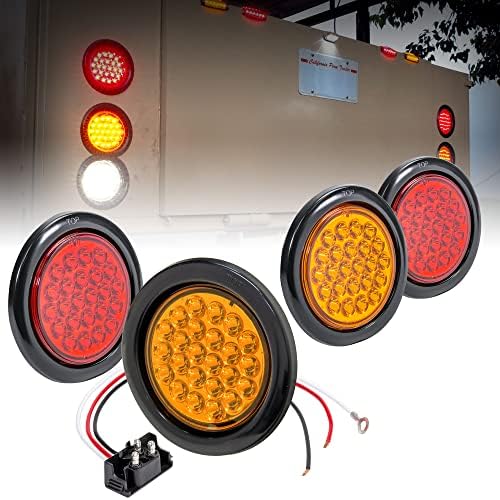 Amazon.com: 4" Round LED Trailer Tail Light 24 LED Stop Turn Signal ...