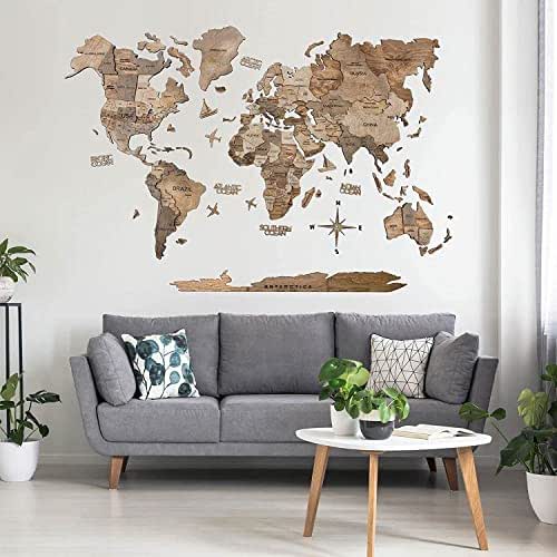 Amazon.com: ENJOY THE WOOD 3D Wood World Map Wall Art Large Wood Wall ...