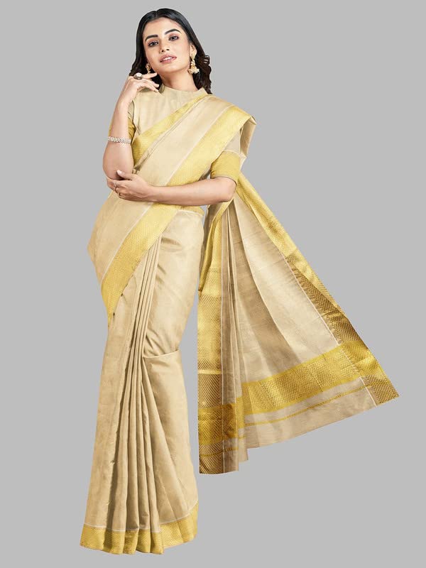 Buy Farico Off-White Kerala Onam Saree - with Rich gold border and ...
