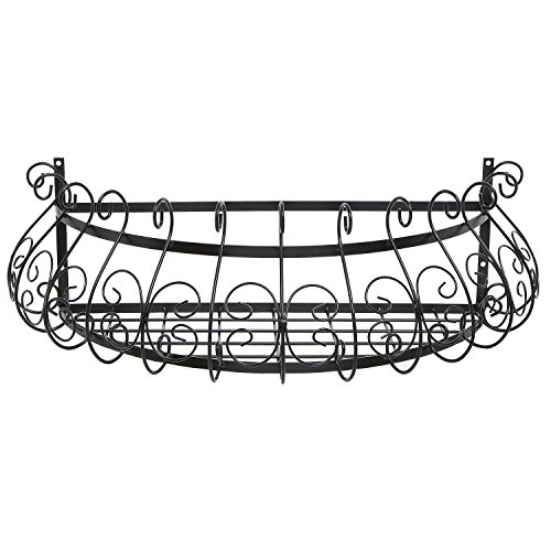 MyGift Wall-Mounted Black Metal Indoor Plant Box Basket with Scrollwork ...