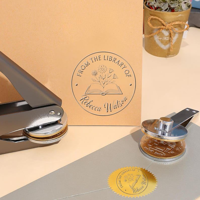 Amazon.com: Book Embosser Personalized,Custom Stamp for From the ...