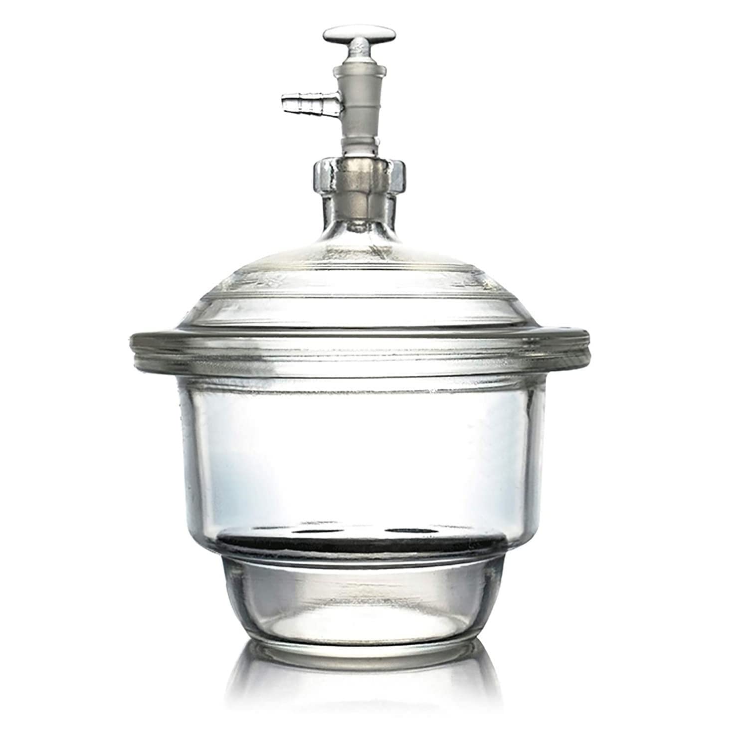 GLASS VACUUM DESICCATOR WITH COVER KNOB & PORCELAIN PLATE WITH VACUUM ...