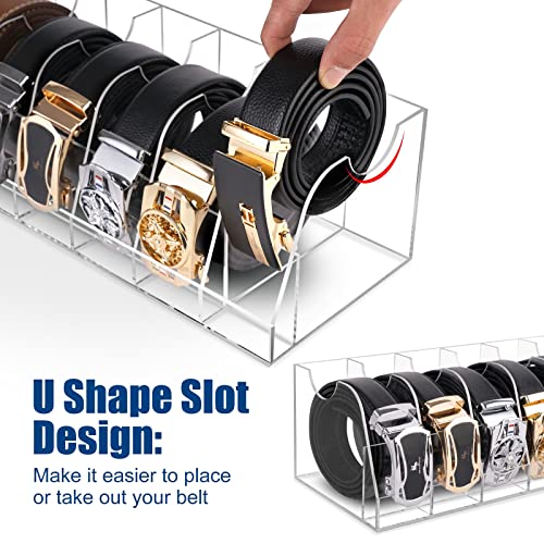 Prounion Clear Belt Storage Organizer, 7 Compartments Acrylic Belt Rack ...