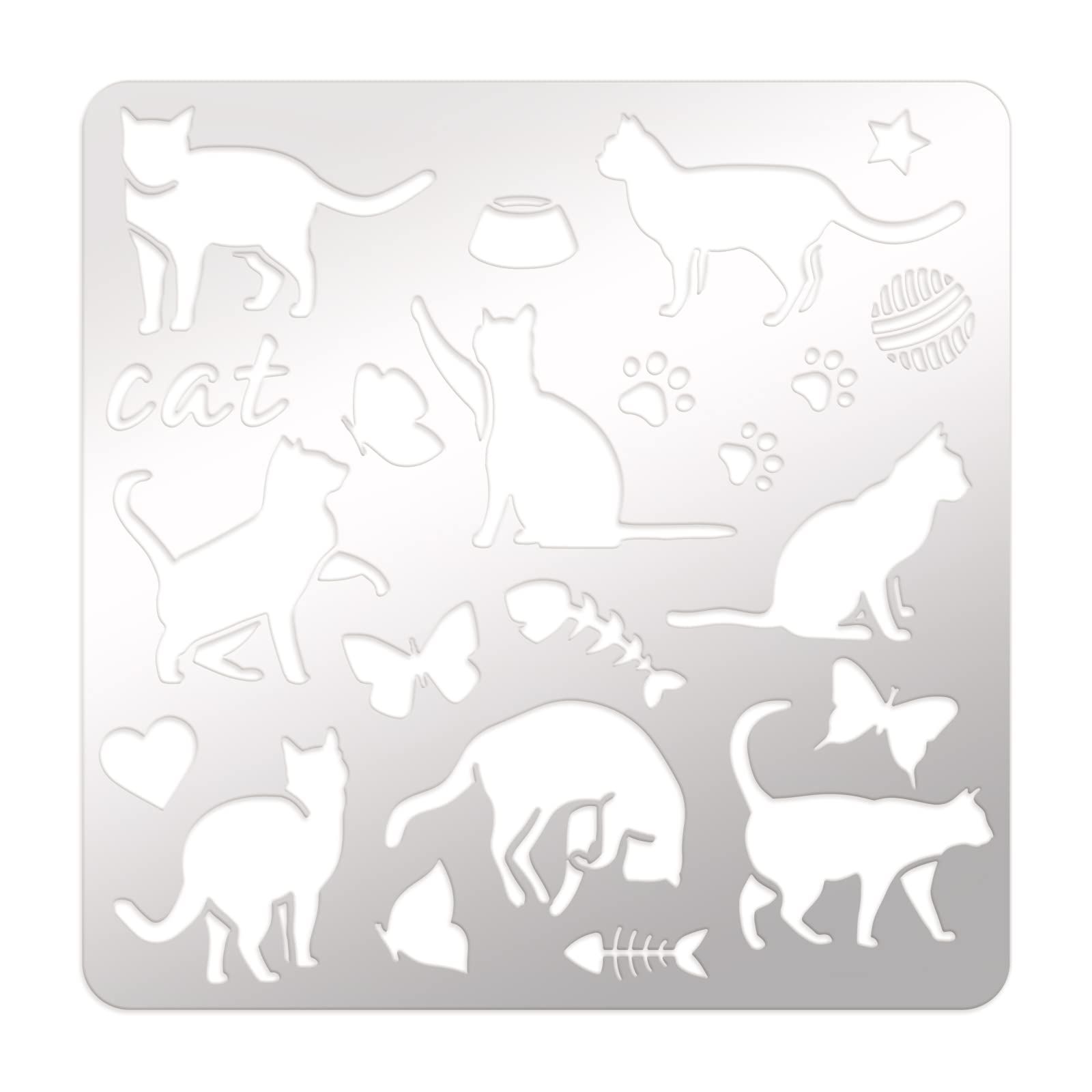 Buy FINGERINSPIRE Cat Metal Stencil 15.6cm Square Metal Cat Pattern ...