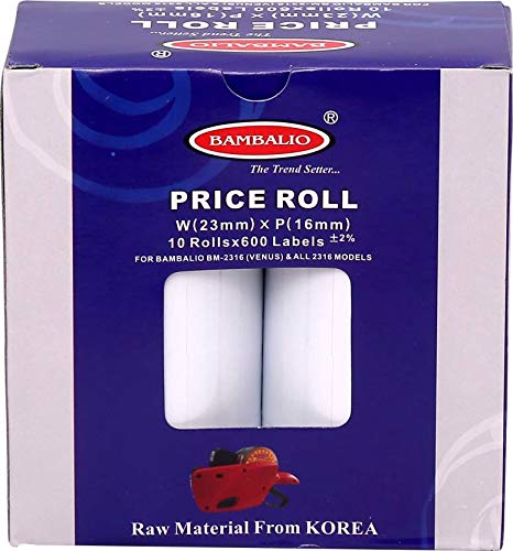 Bambalio 2316 2 Line White Colour Plain Label Rolls 10 Rolls x 600 ...