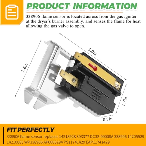 Snapklik.com : 338906 Gas Dryer Flame Sensor & 279834 Gas Valve Coil ...