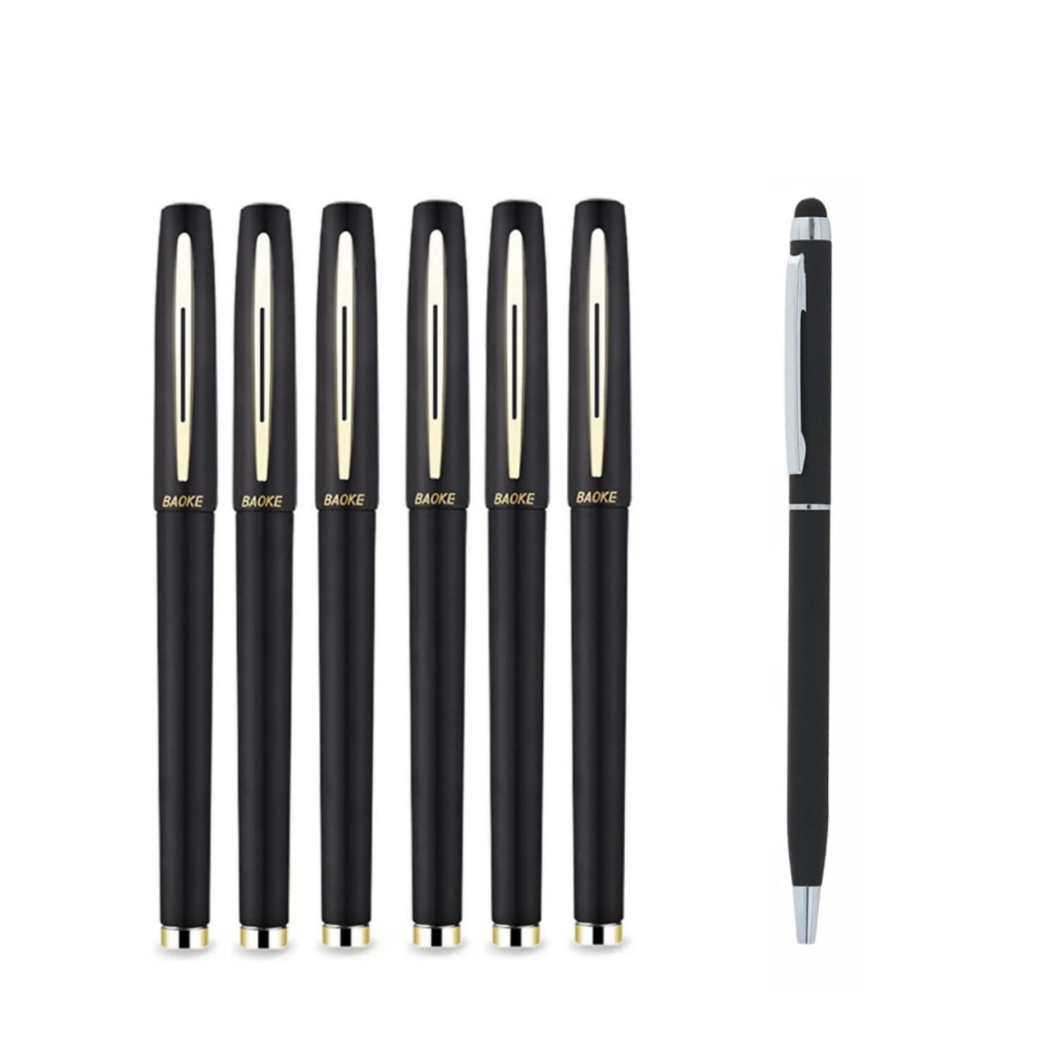 Baoke Black Gel Ink Roller Pen 0.7mm 6 Count Student Examination Office ...