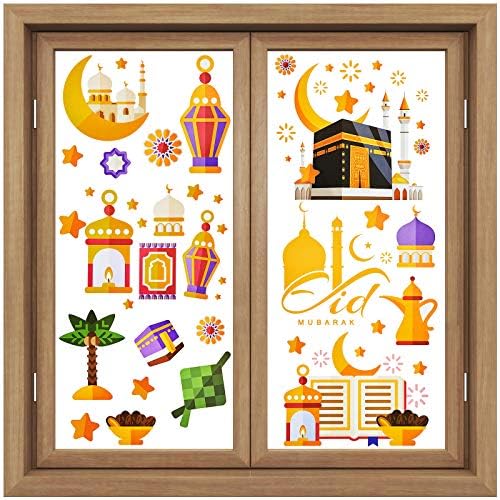 Amazon.com: LOONELO 9 Sheets Ramadan Eid Mubarak Window Clings,Muslim ...