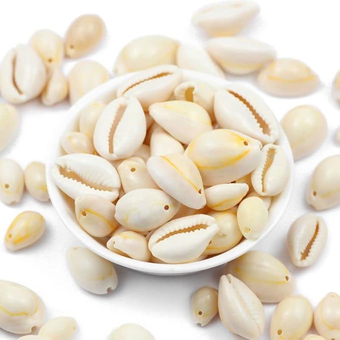 YIEUR 400 Stück Natürlichen Muschel Perlen mit Loch zum Auffädeln Beige ...