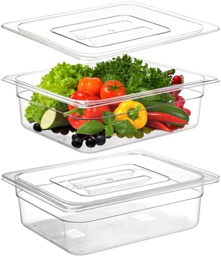 Amazon.com: Sunnyray 6 Set 1/3 Size Polycarbonate Food Pans with Lids ...
