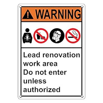 Weatherproof Plastic Vertical ANSI Warning Lead Renovation Sign with ...