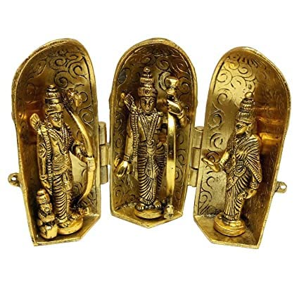 Buy Dwarkadhish craft Round Folding Ram Darbar Idols/Metal Ram Darbar ...