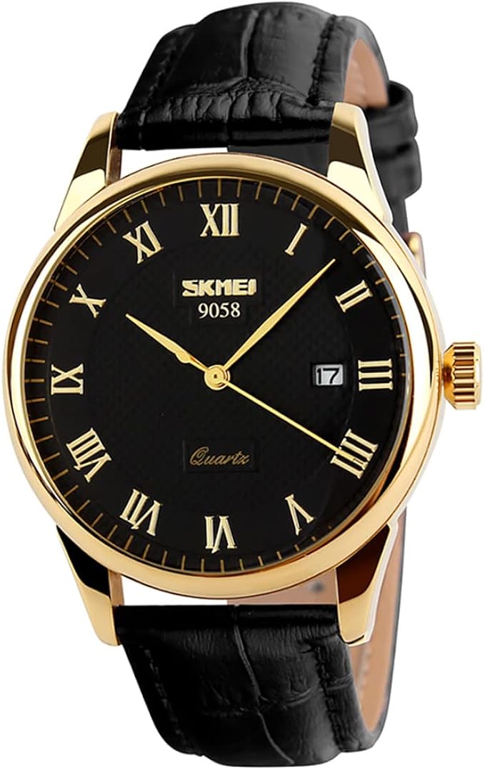 Amazon | [deselon] 腕時計 メンズ ブラック 革 ベルト ビジネス うで時計 紳士 防水 クオーツ アナログ おしゃれ ...