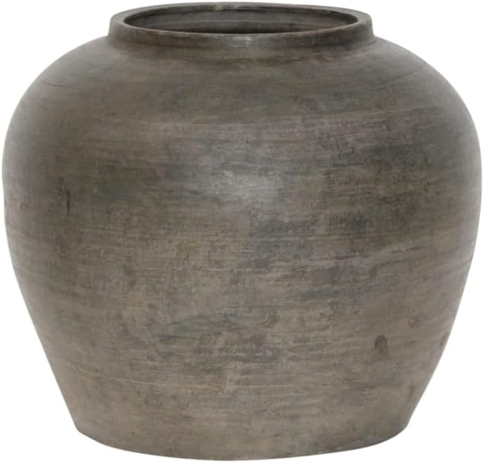 Amazon.com: Artissance Earthy Gray Round Pottery Pot, 13.4 Inch Long ...