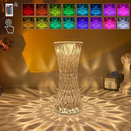 Tipace Crystal Table Lamp 16 RGB Color Changing Night Light,Romantic ...