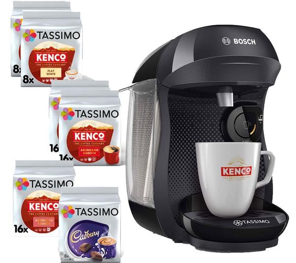 Tassimo Happy Bundle Coffee Machine with 72 T DISCs, Adjustable Cup ...