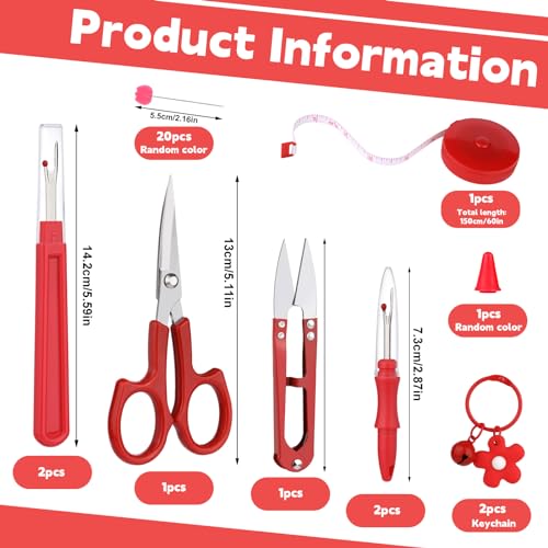 32 Pcs Sewing Seam Ripper Kit, Red Seam Ripper Set, Thread Remover Kit ...