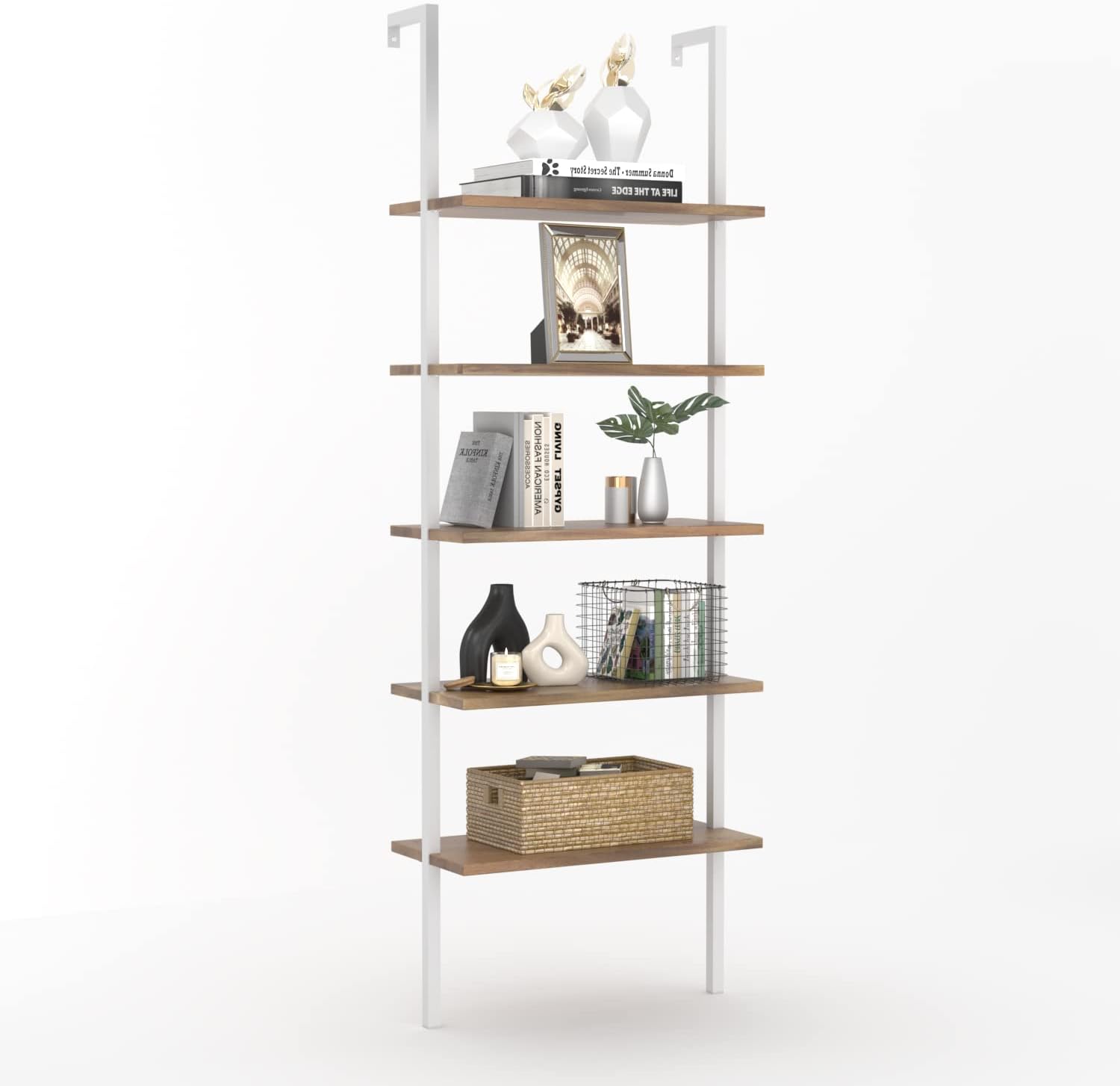 Amazon.com: Furmax 5-Tier Bookshelf, Wall Mount Ladder Shelf with Wood ...