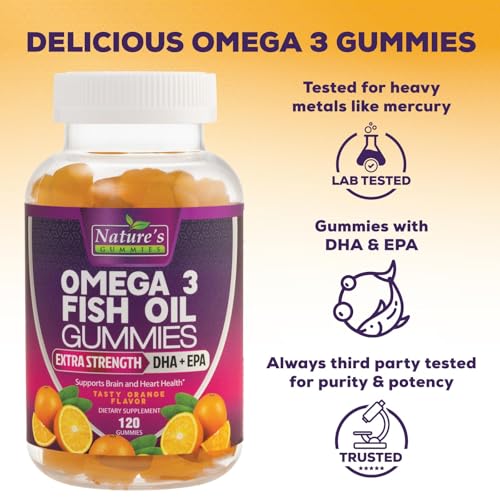 Gomas de Ômega 3 de Óleo de Peixe, Extra Forte, Alta Absorção para ...