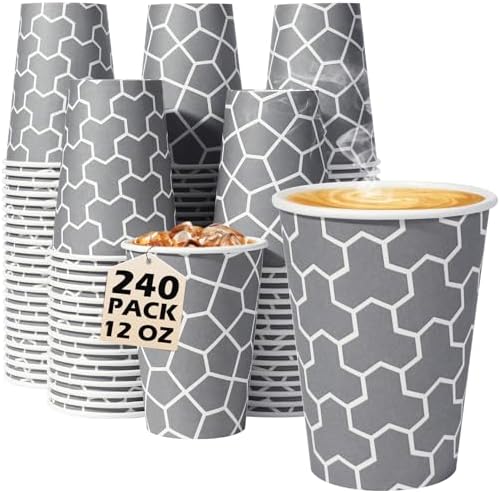 Amazon.com: Clawsoff Coffee Cups 12 oz 120 Pack, Corrugated Insulated ...