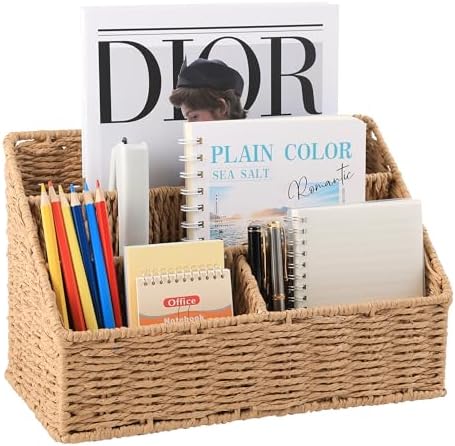Amazon.com: Woven Mail Organizer Countertop, Desktop Mail Organizers ...