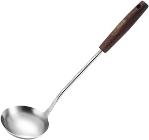 Amazon.com | GLigeT Tablespoons 304 Stainless Steel Soup Spoon Wooden ...