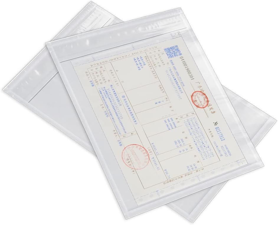 Supfive Clear Document Enclosed Wallet 100pcs(Clear A5 170x250mm) Peel ...