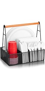 Amazon.com - Paper Plate Organizer for Countertop, Metal Silverware ...
