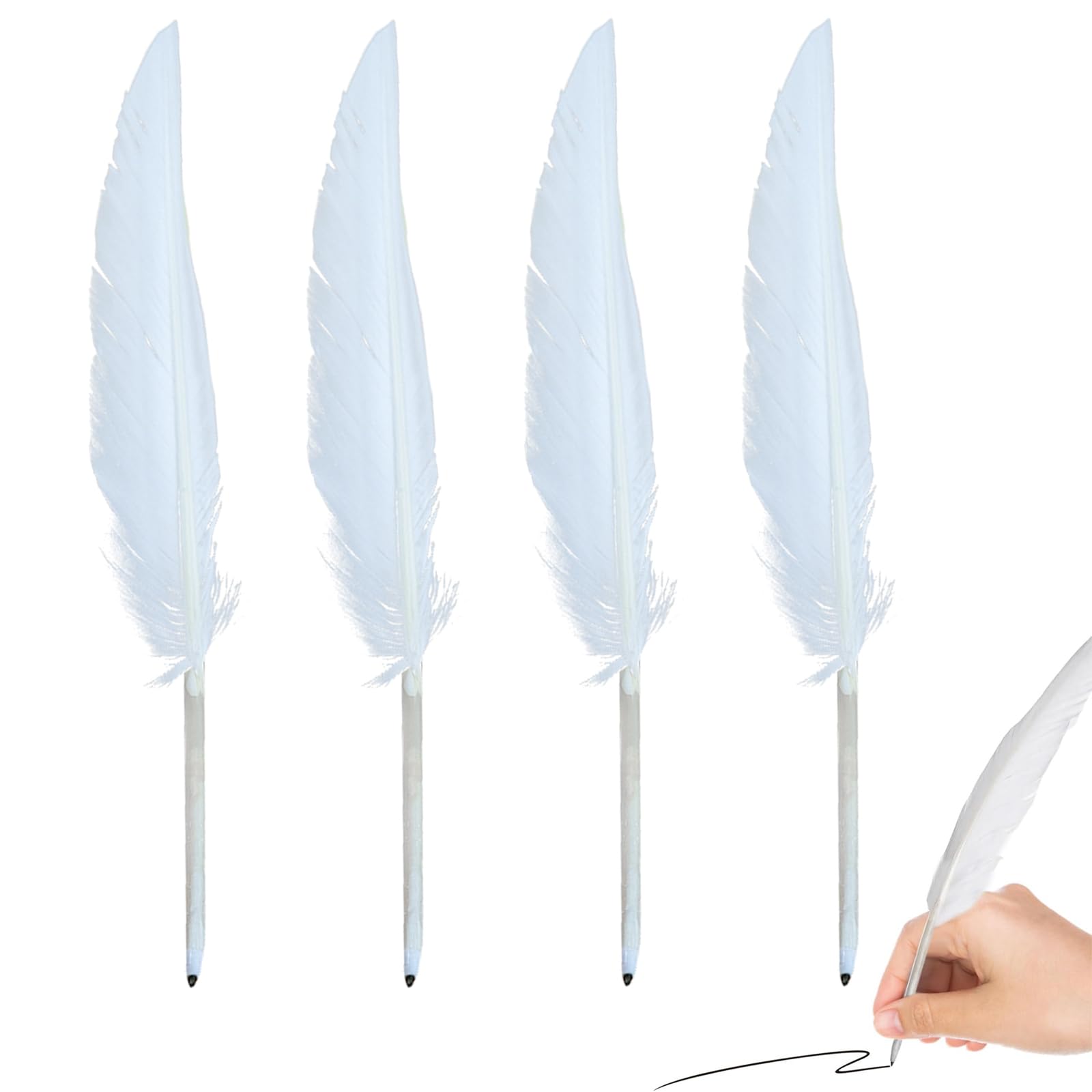 suction 4 PCS Feather Pen, White Feather Ballpoint Pens, White Goose ...