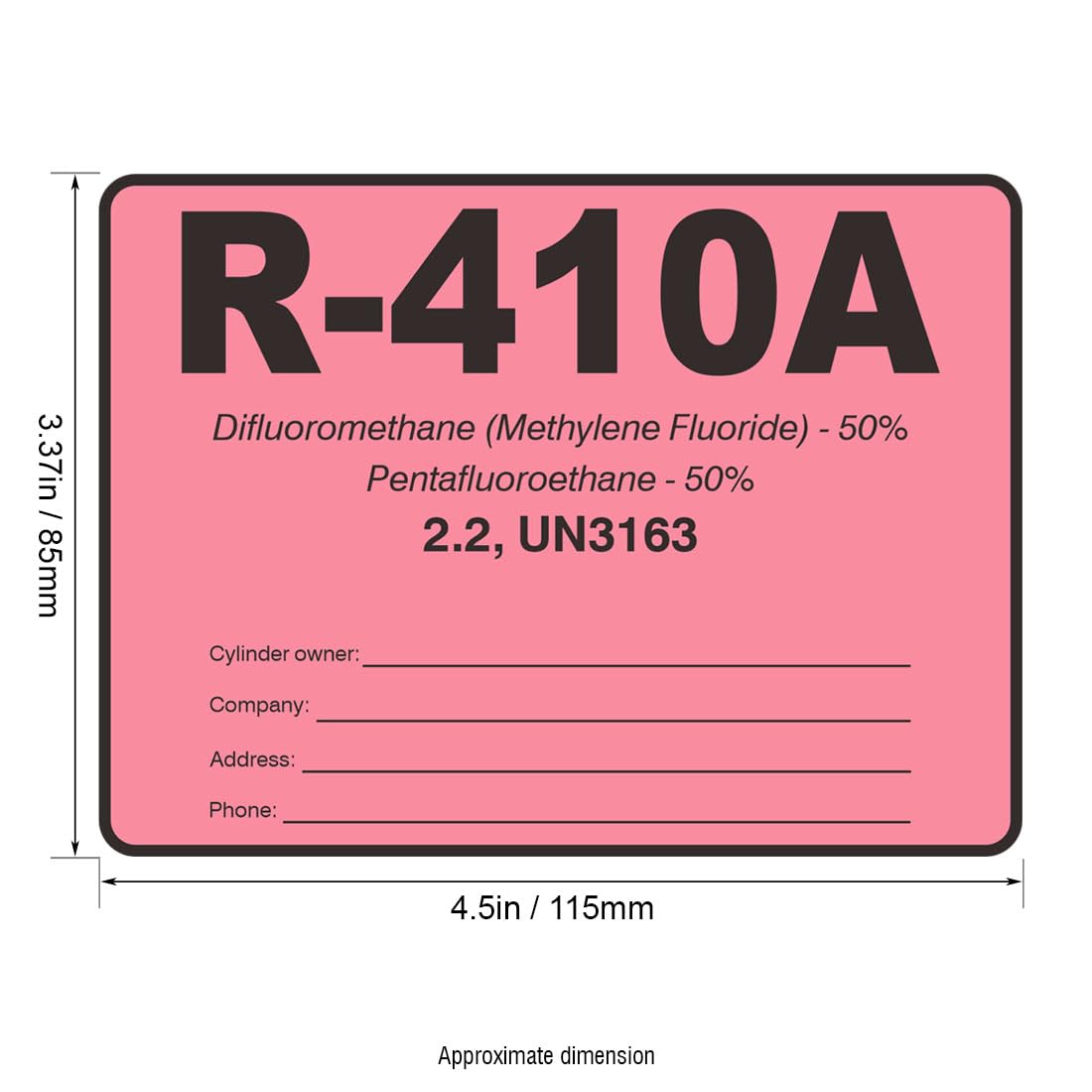 Color Coded Labels For Moving Mars (2) PACK, R-410A Cylinder Tank ...