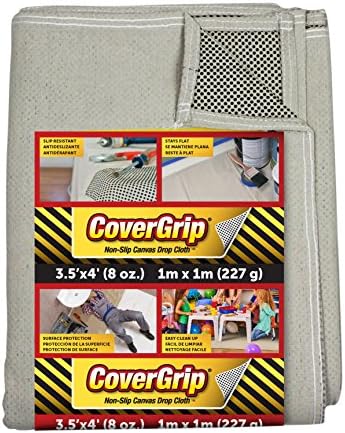 CoverGrip Quick Drop 8 Oz Canvas Safety Drop Cloth, 3.5' x 4', (Pack of ...