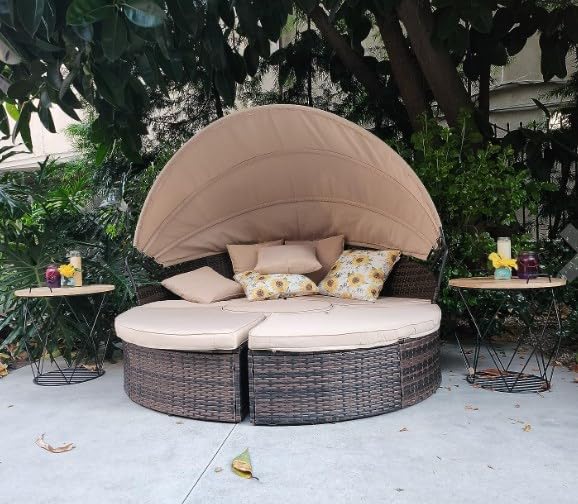 Round Outdoor Daybed With Canopy Relaxation Haven Round Daybed With