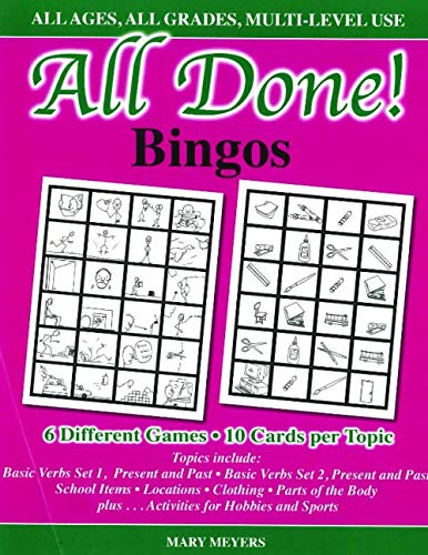 All Done Bingos: 6 Different Bingo Vocabulary Topics with 10 Cards ...